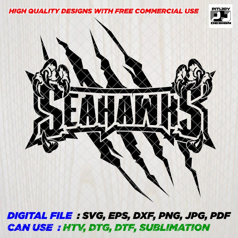 Seahawk Logo Black and White - Etsy