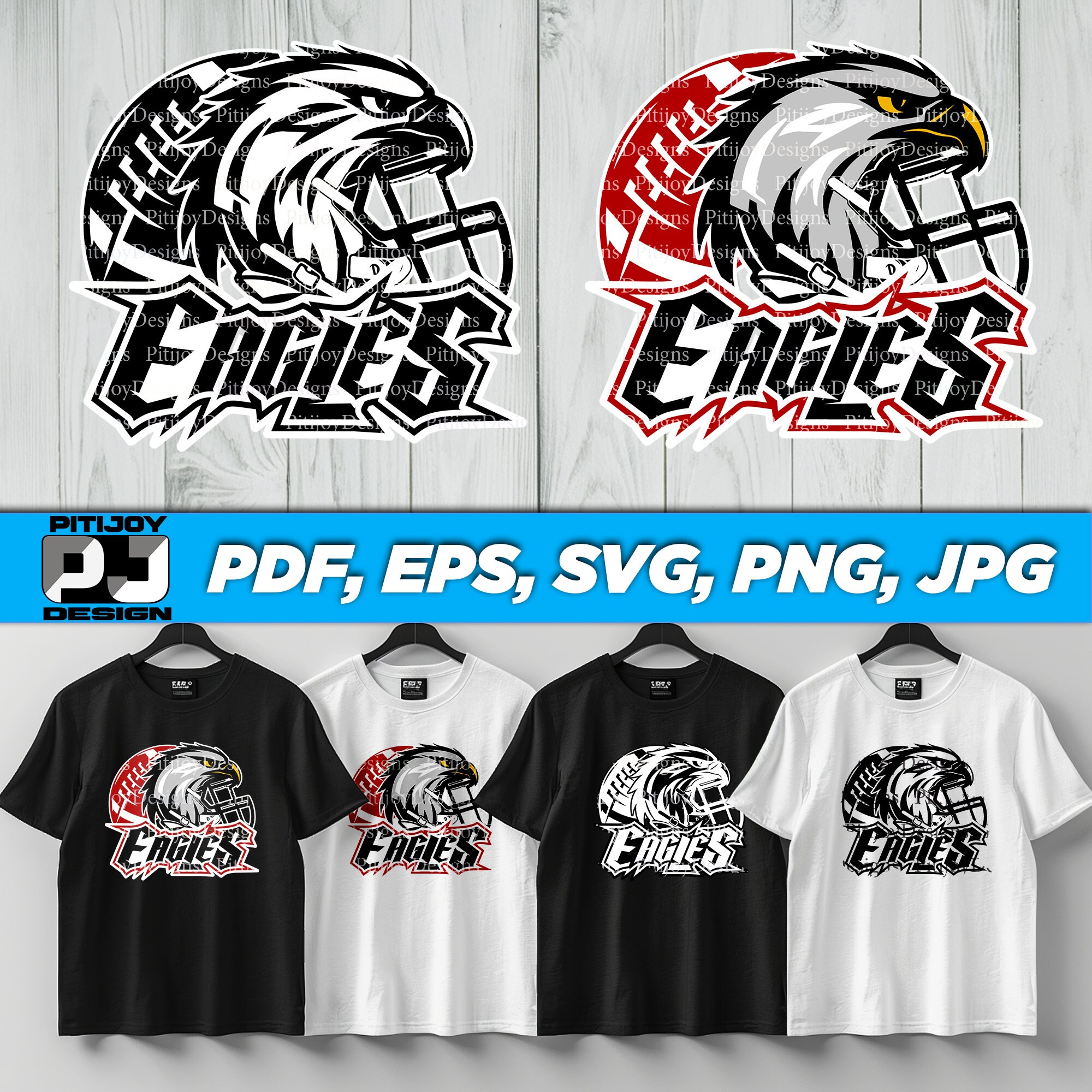 Eagles Football Team Mascot Design for Custom T-shirts, Eagle Helmet ...