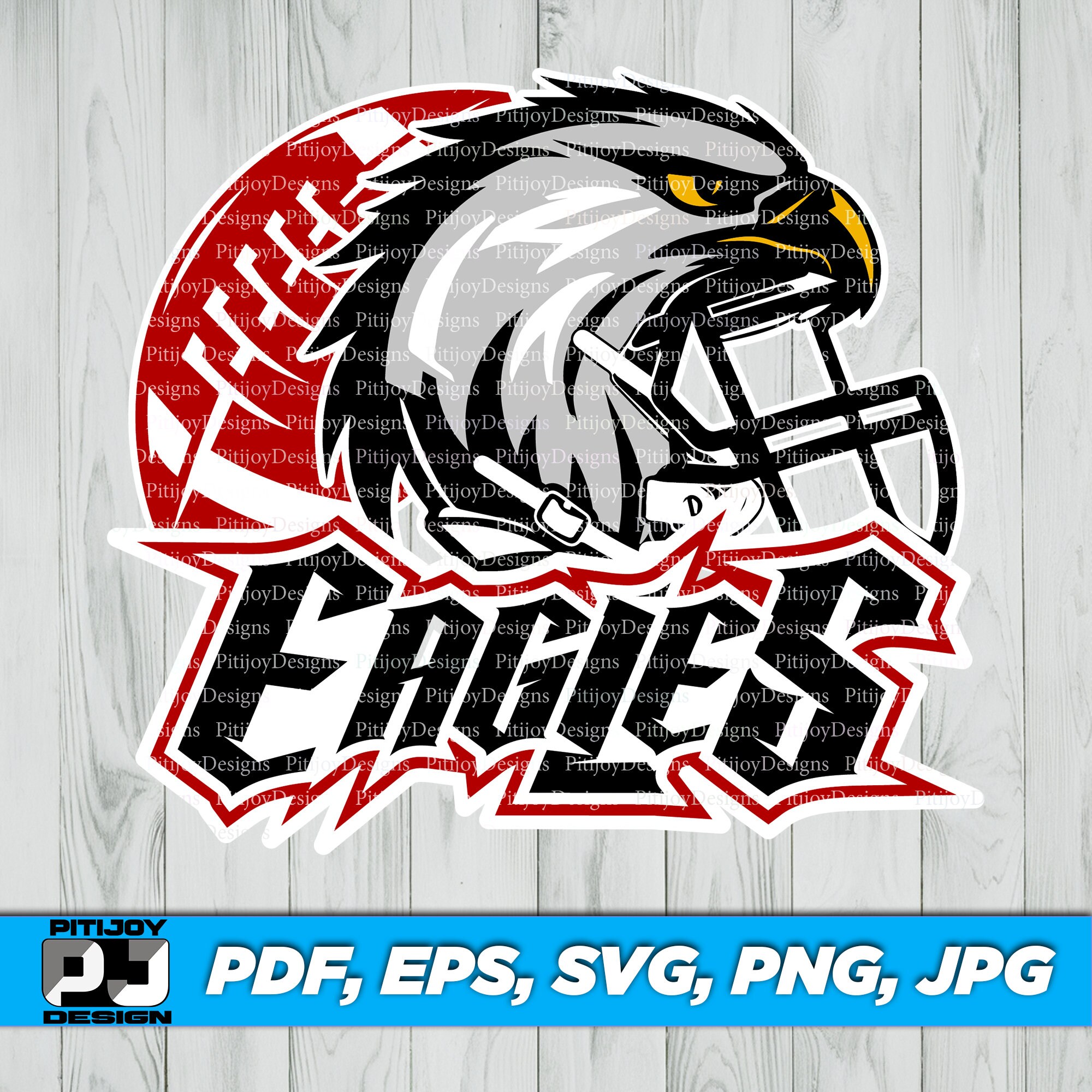 Eagles Football Team Mascot Design for Custom T-shirts, Eagle Helmet ...