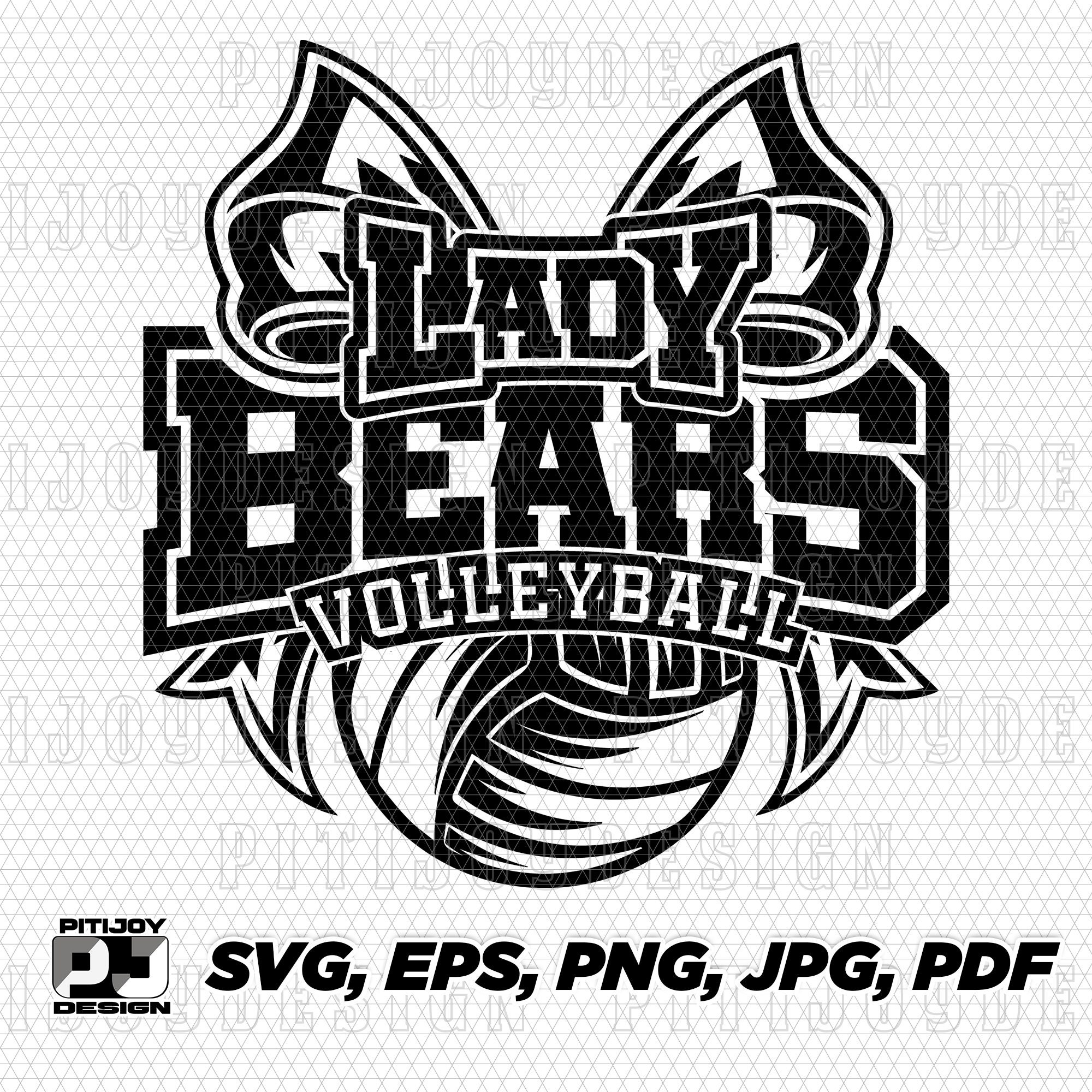 Lady Bears Volleyball Svg, Volleyball Svg, Bear, Bears, Lady Bears ...