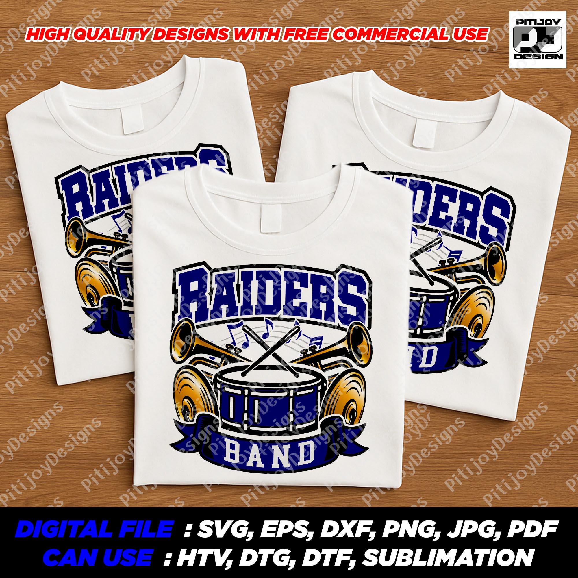 Raiders Marching Band SVG Design – School Spirit Drum and Trumpet Logo ...