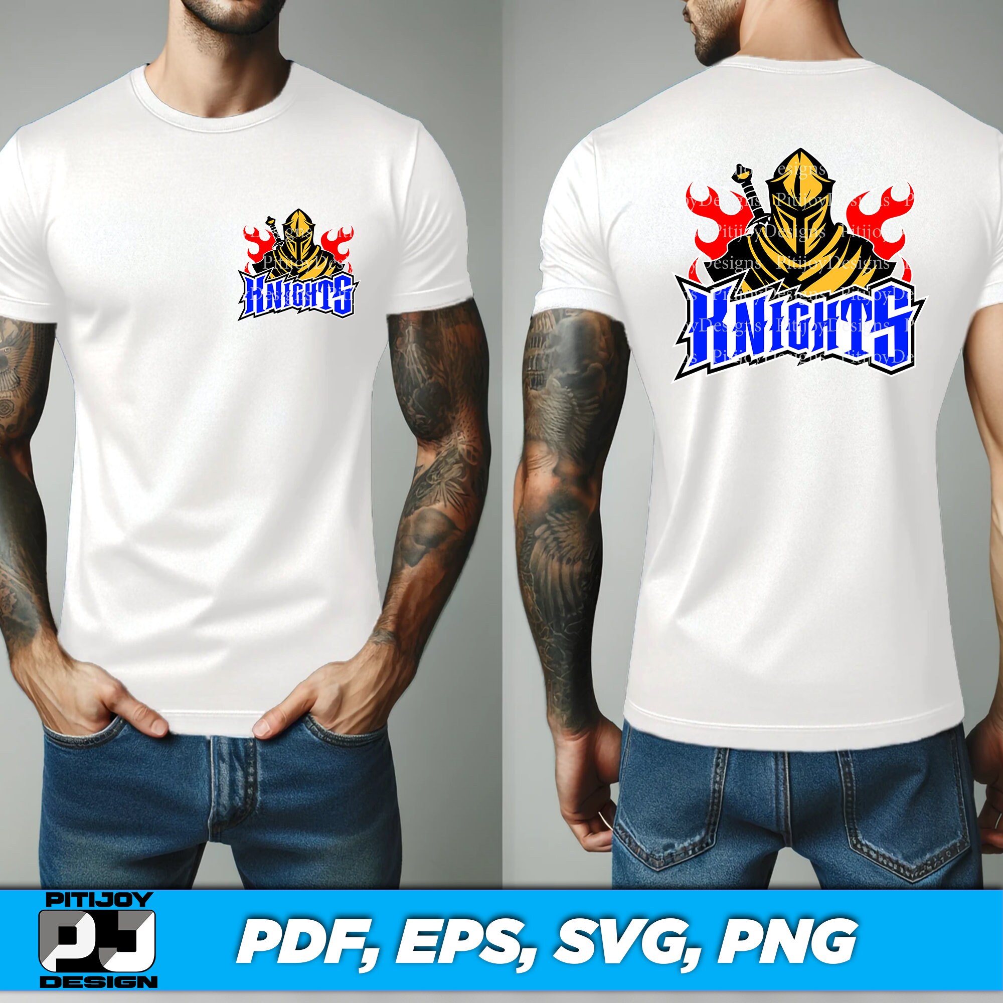 Knights Team Mascot Design for Custom Apparel, Perfect for Team Spirit ...