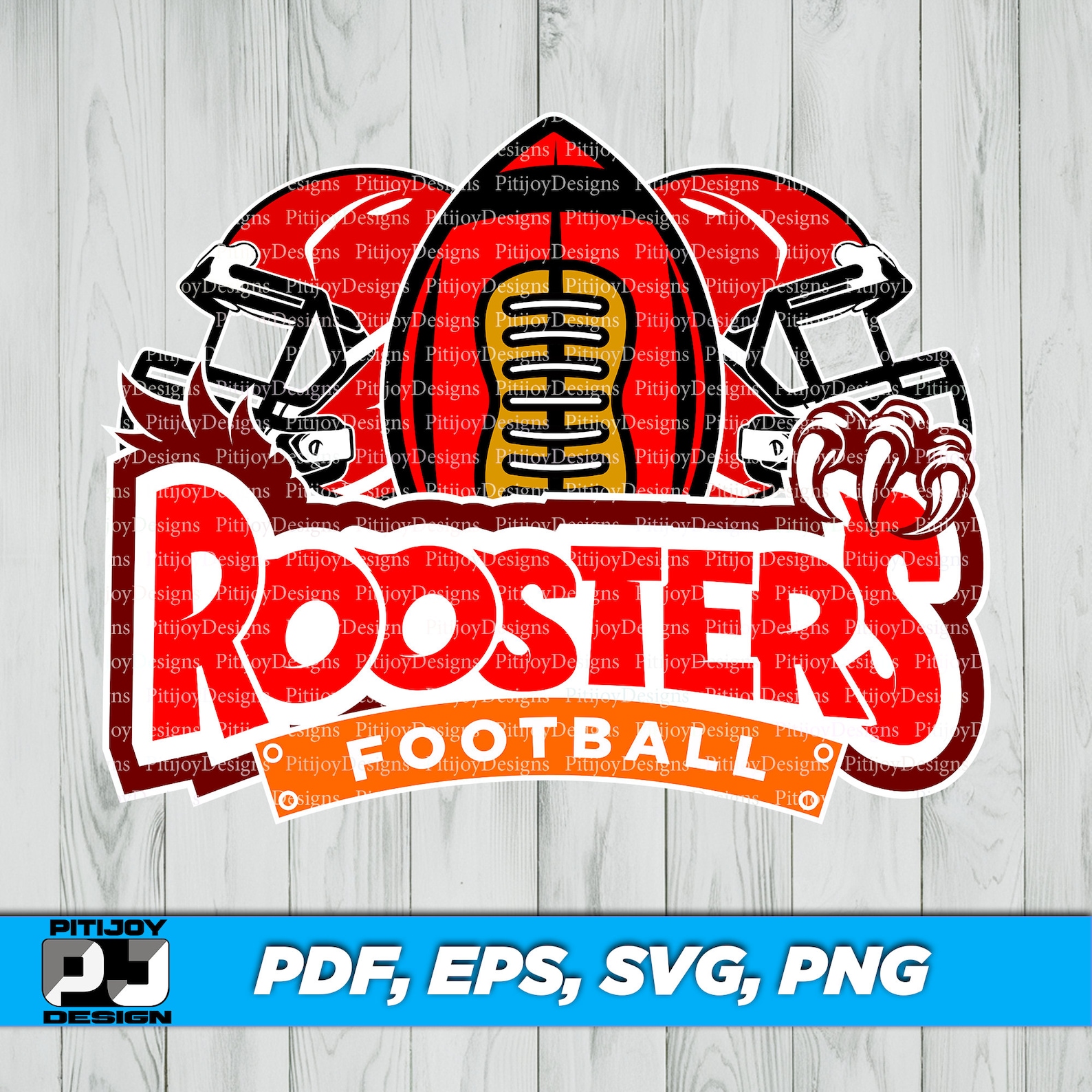 Roosters Football Team Logo-Design für individuelle Kleidung und Waren ...