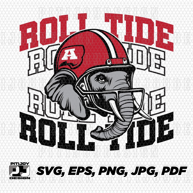 Alabama Roll Tide Crimson Tide, Bama Elephant SVG, Roll Tide SVG ...