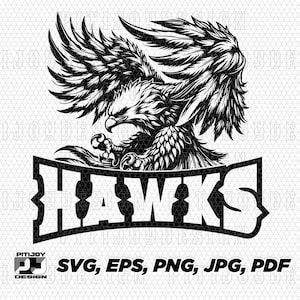 Hawks Svg, Hawk Svg, Hawks Png, Hawk Png, Hawks Mascot Svg, Hawks ...