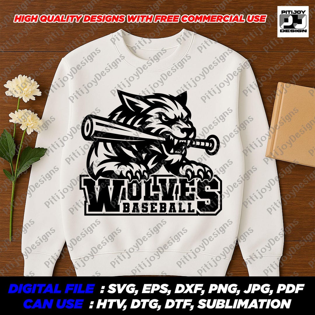 Wolves Baseball SVG Cut File | Aggressive Wolf Mascot Logo | Sports ...
