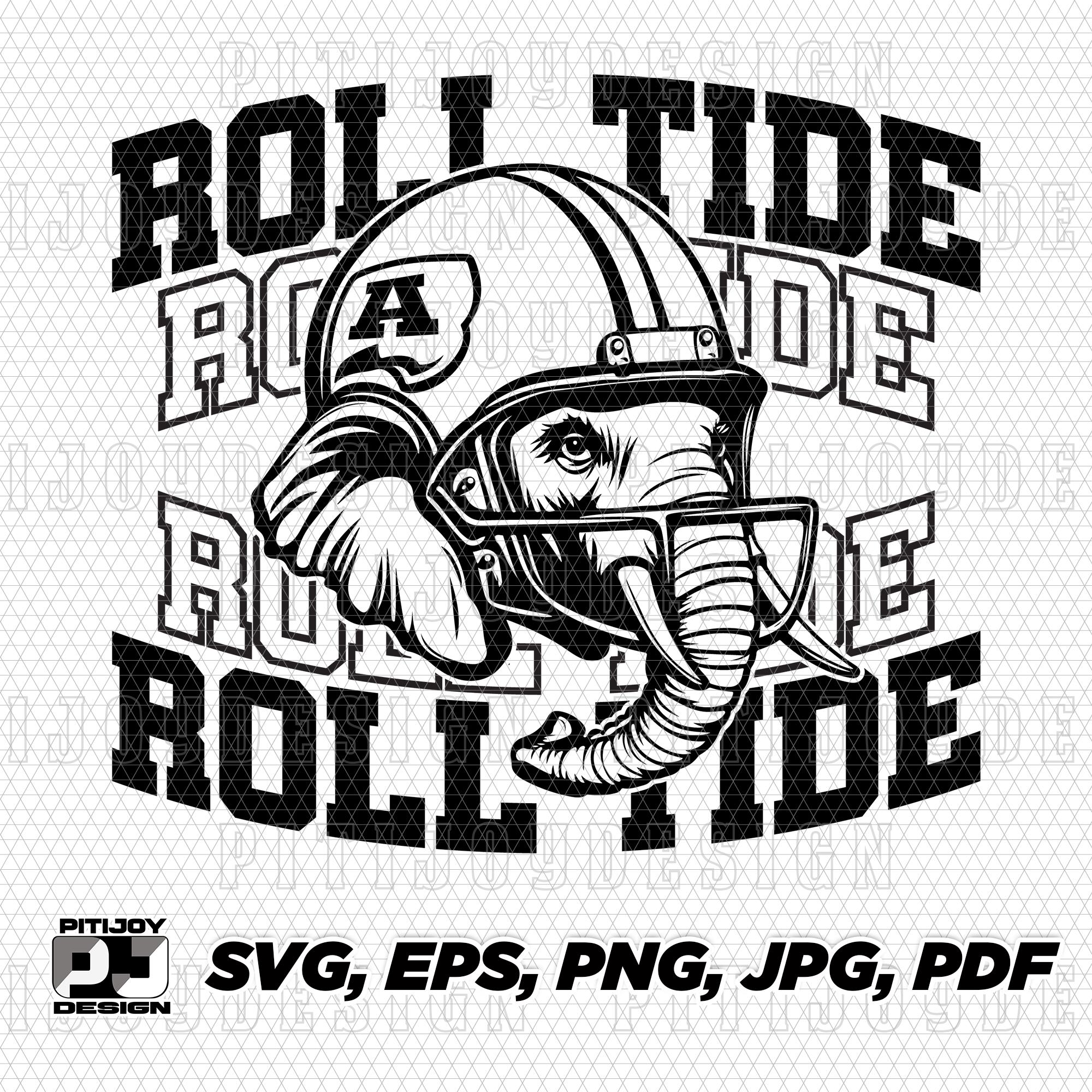 Alabama Roll Tide Crimson Tide, Bama Elephant SVG, Roll Tide SVG ...