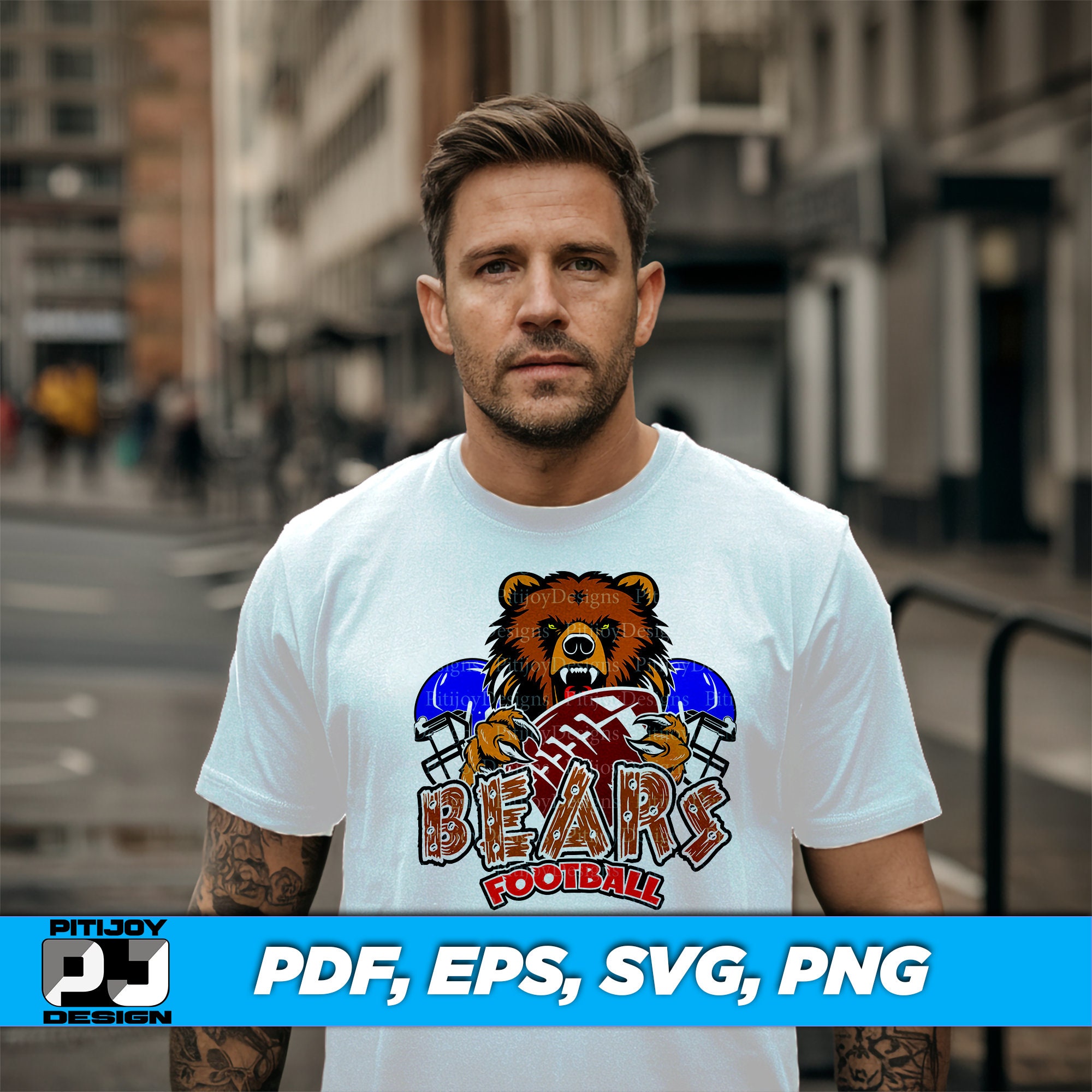 Bears Football Team Mascot Design for Custom Apparel, Bold and ...