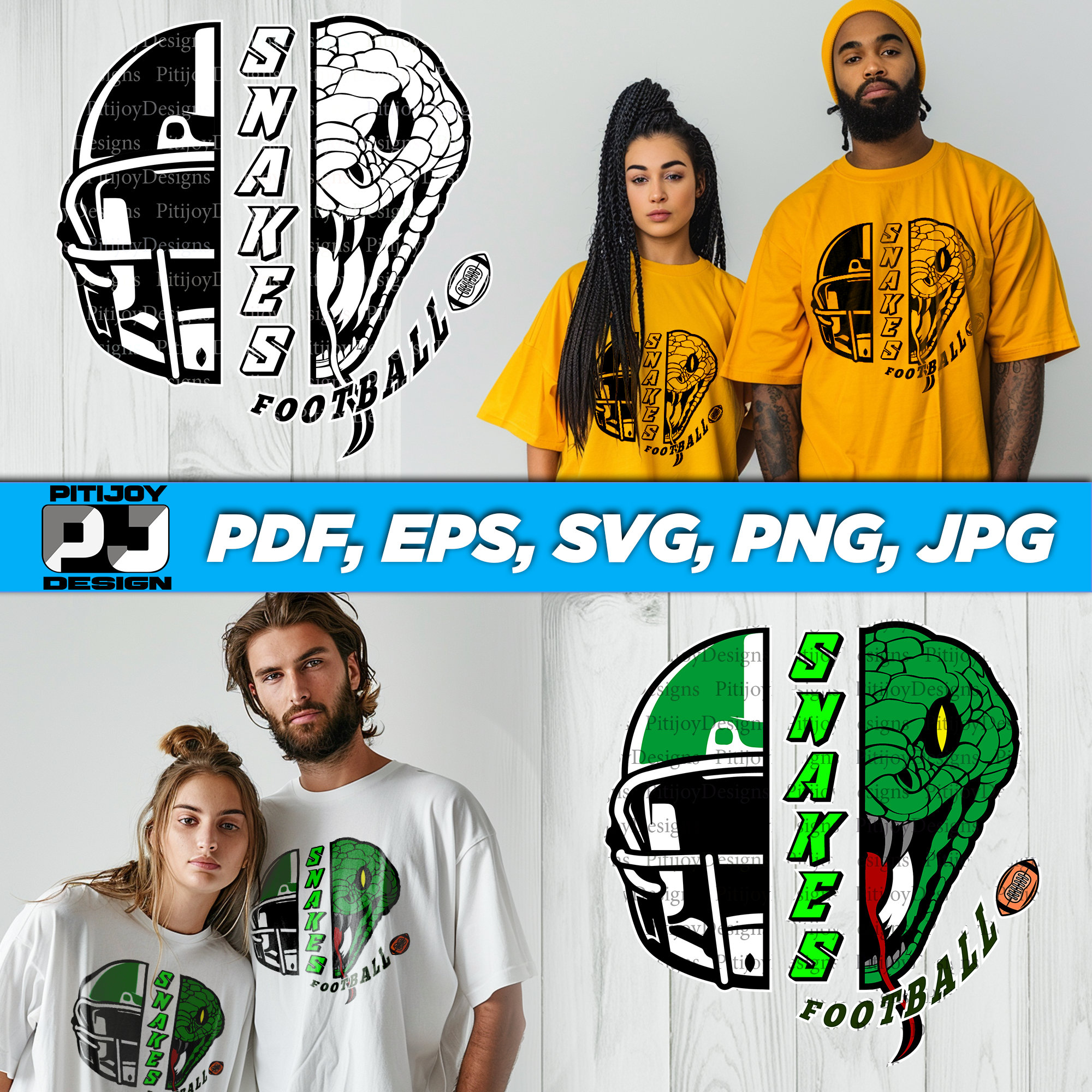 Snakes Football Team Mascot Design With Custom Merchandise, Snake ...