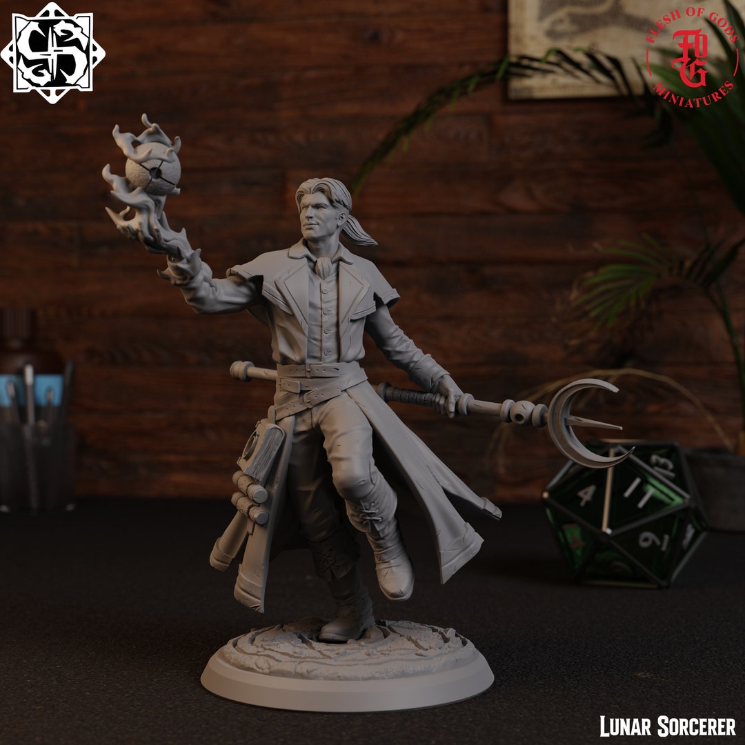 Lunar Sorcerer Fantasy Tabletop Miniature 28MM 100MM Dungeons and ...