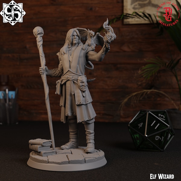 Dnd Miniature High Elf Wizard - Etsy