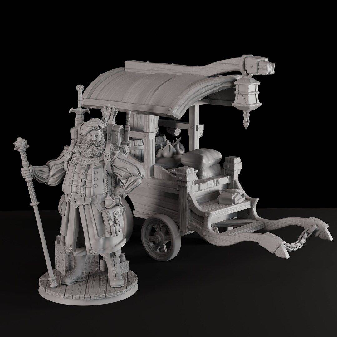 Travelling Merchant Fantasy Tabletop Miniature 28MM 100MM Dungeons and ...