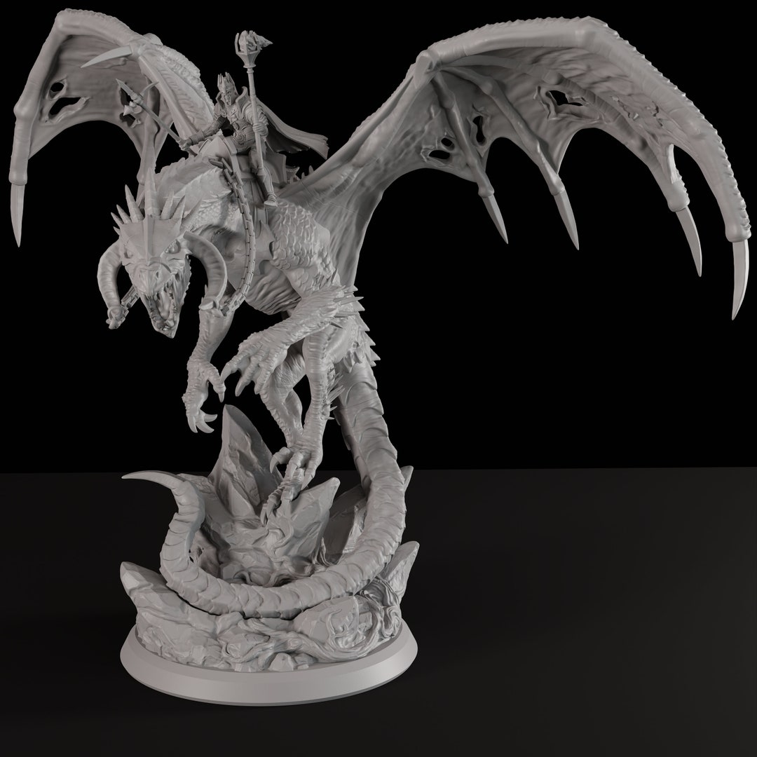 Death Dragon Rider 3D Printed Fantasy Tabletop Miniature - Etsy