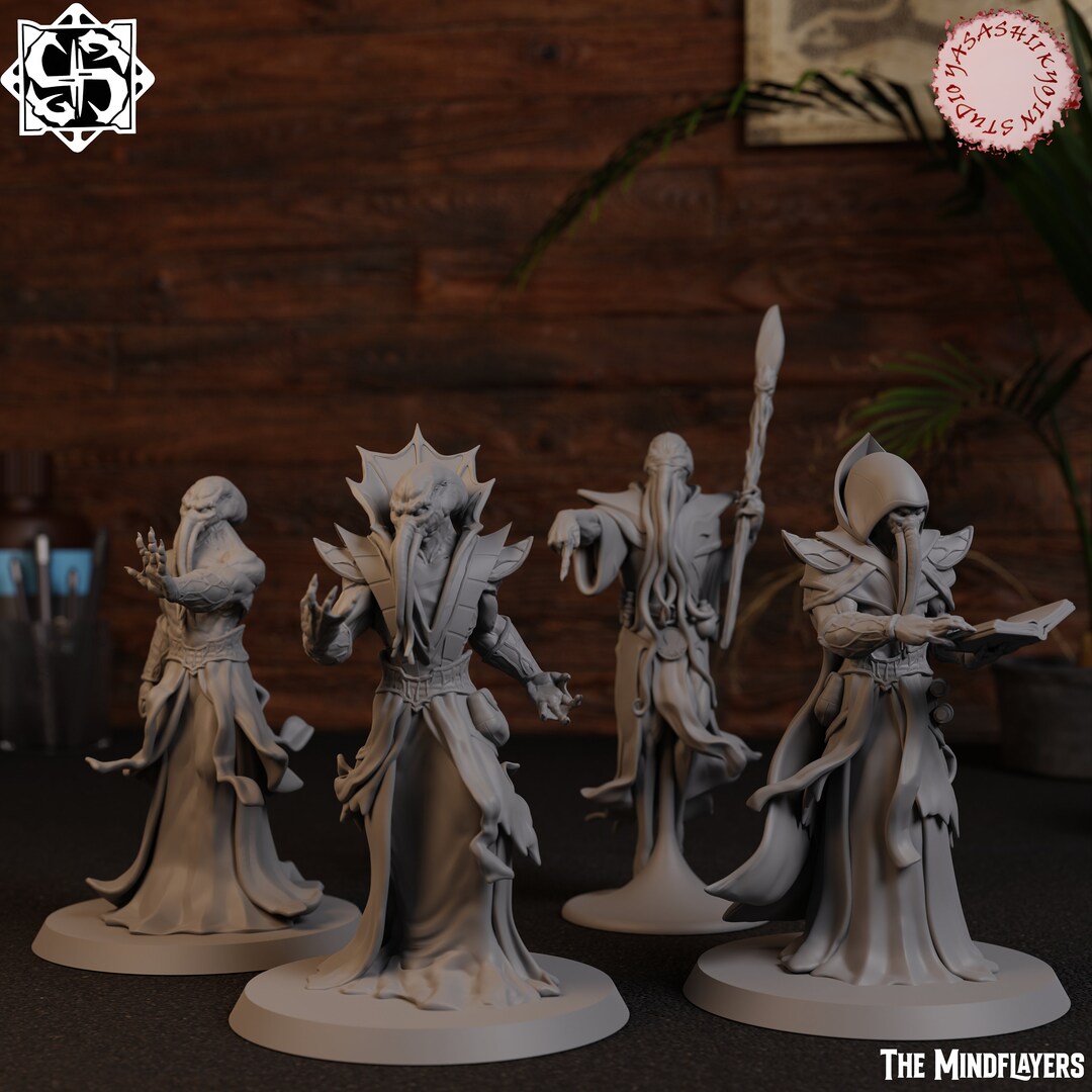 Mind Flayers Illithid 3D Printed Fantasy Tabletop Miniatures 28MM 100MM ...
