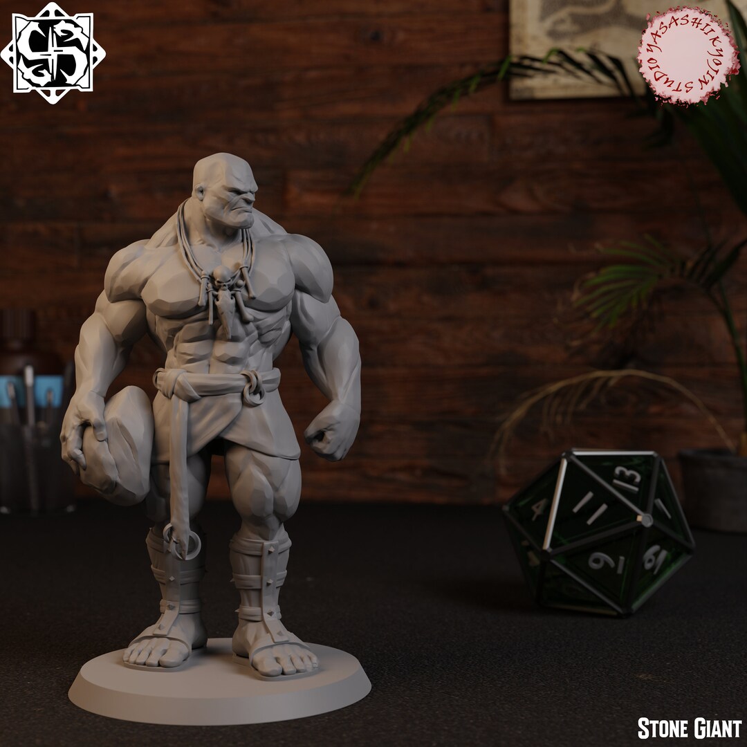 Stone Giant 3D Printed Fantasy Tabletop Miniature 28MM 54MM Dungeons ...