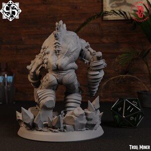 Troll Miner | 3D Printed Fantasy Tabletop Miniature - 28MM - 54MM ...