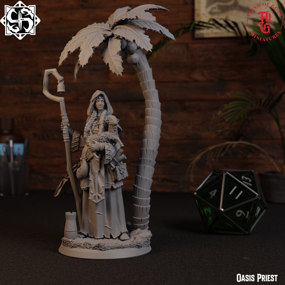 Oasis Priest Fantasy Tabletop Miniature 28MM 100MM Dungeons and Dragons ...