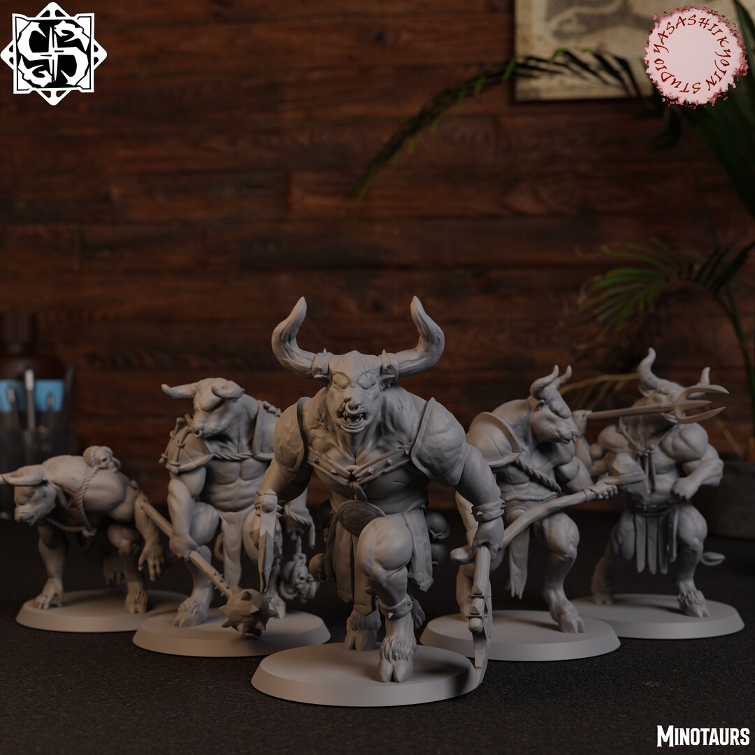 Minotaurs 3D Printed Fantasy Tabletop Miniatures 28MM 100MM Dungeons and Dragons DND - Etsy