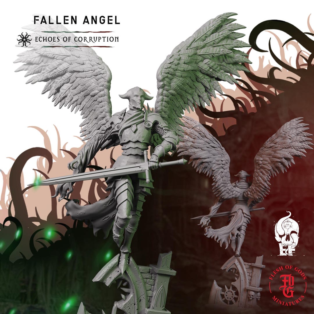 Fallen Angel | Fantasy Tabletop Miniature - 28MM - 100MM | Dungeons and ...