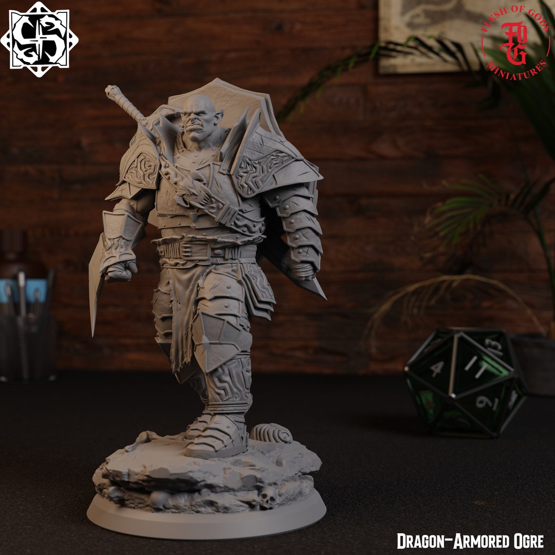Dragon Armored Ogre Fantasy Tabletop Miniature 28MM 54MM Dungeons and ...