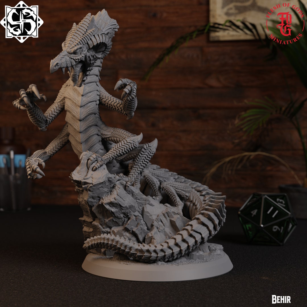 Behir 3D Printed Fantasy Tabletop Miniature 28MM 54MM Dungeons and ...