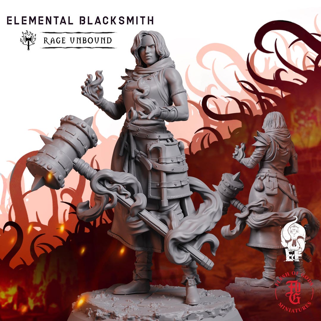 Elemental Blacksmith | Fantasy Tabletop Miniature - 28MM - 100MM ...