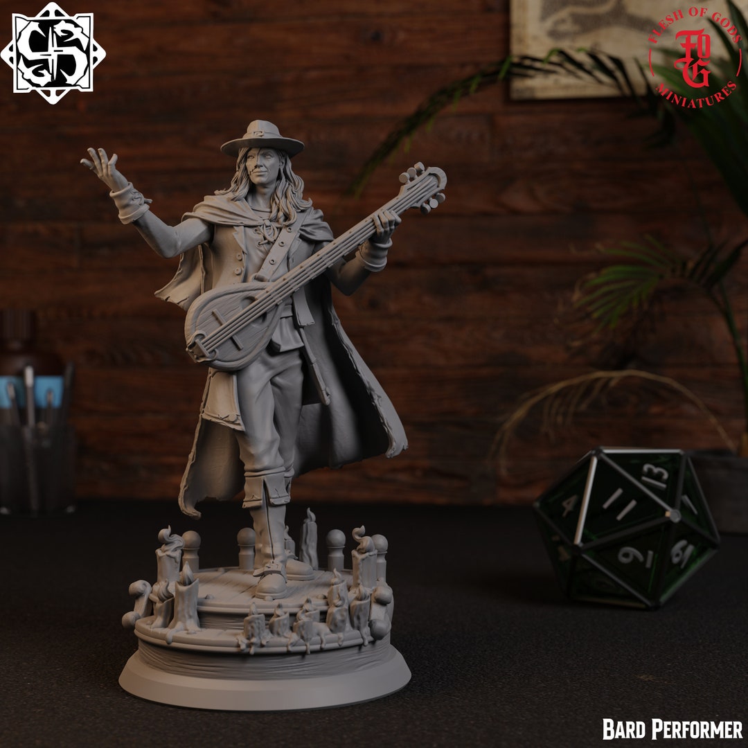 Bard Performer | Fantasy Tabletop Miniature - 28MM - 100MM | Dungeons ...