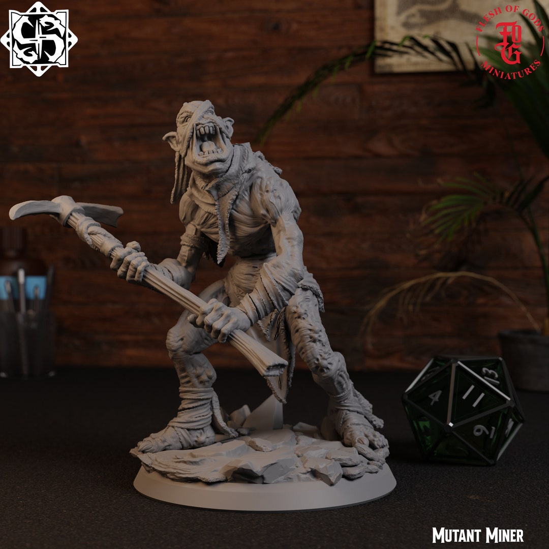 Mutant Miner Fantasy Tabletop Miniature 28MM 100MM Dungeons and Dragons ...