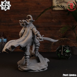 Pirate Admiral Fantasy Tabletop Miniature 28MM 100MM Dungeons and ...