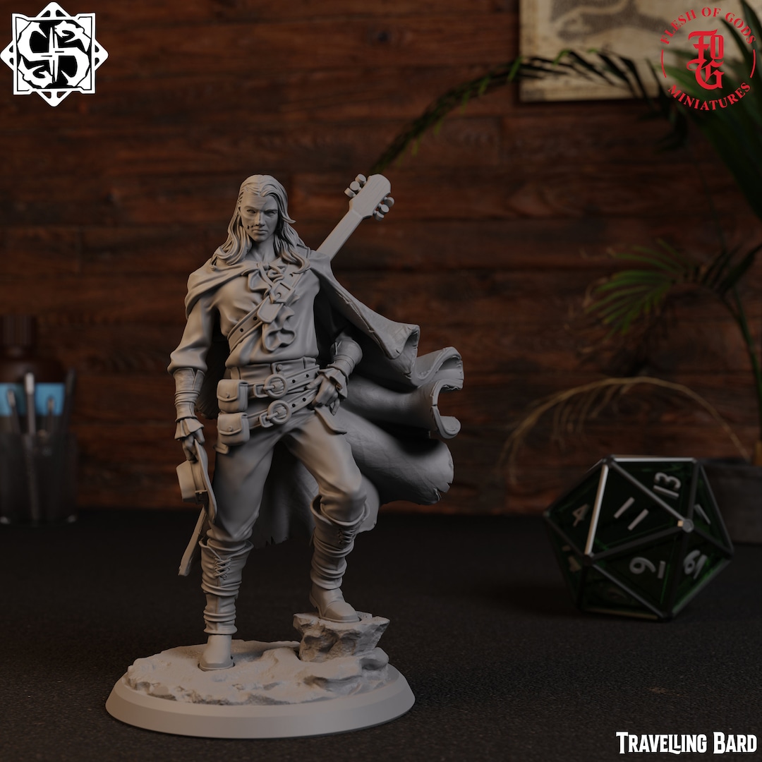 Travelling Bard | Fantasy Tabletop Miniature - 28MM - 100MM | Dungeons ...