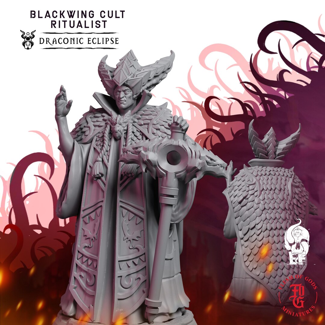 Blackwing Cult Ritualist | Fantasy Tabletop Miniature - 28MM - 100MM ...