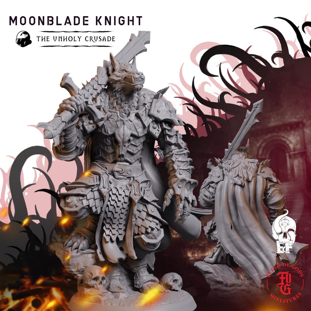 Moonblade Knight | Fantasy Tabletop Miniature - 28MM - 100MM | Dungeons ...