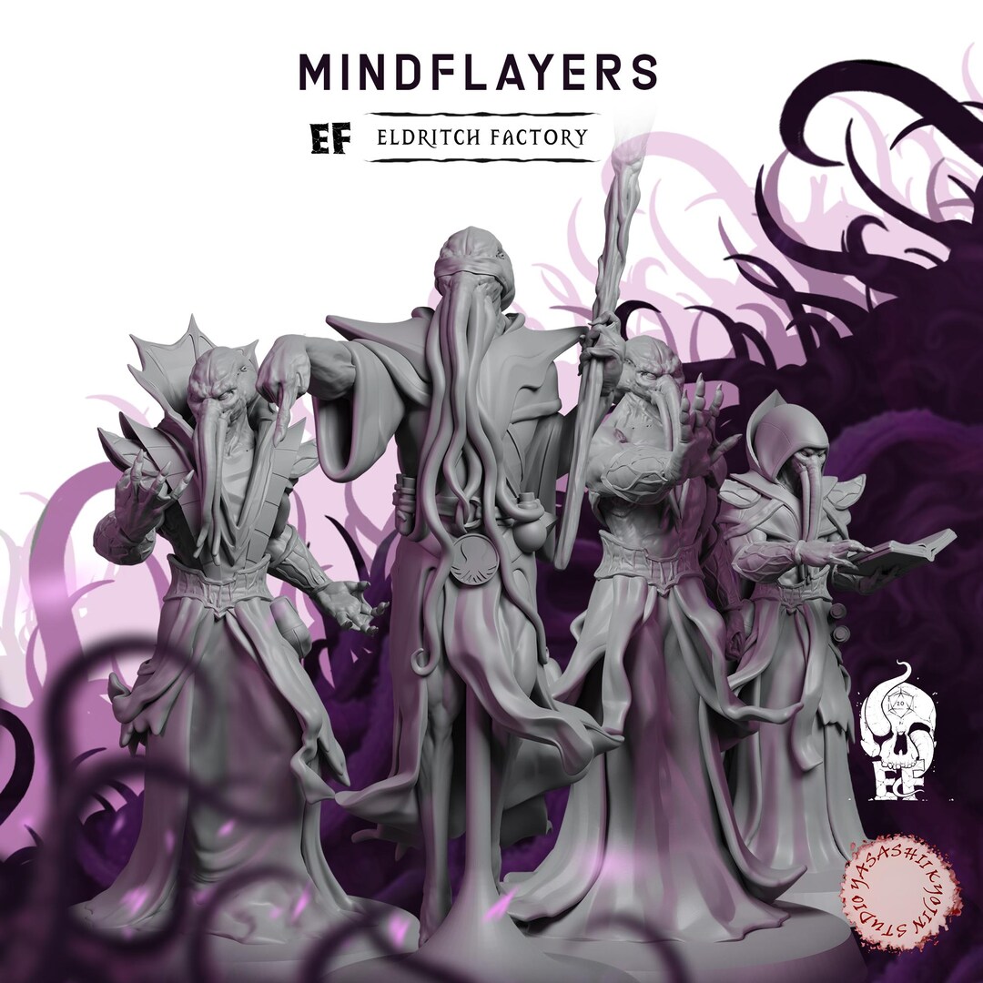 Mindflayers | Illithid | 3D Printed Fantasy Tabletop Miniatures - 28MM ...