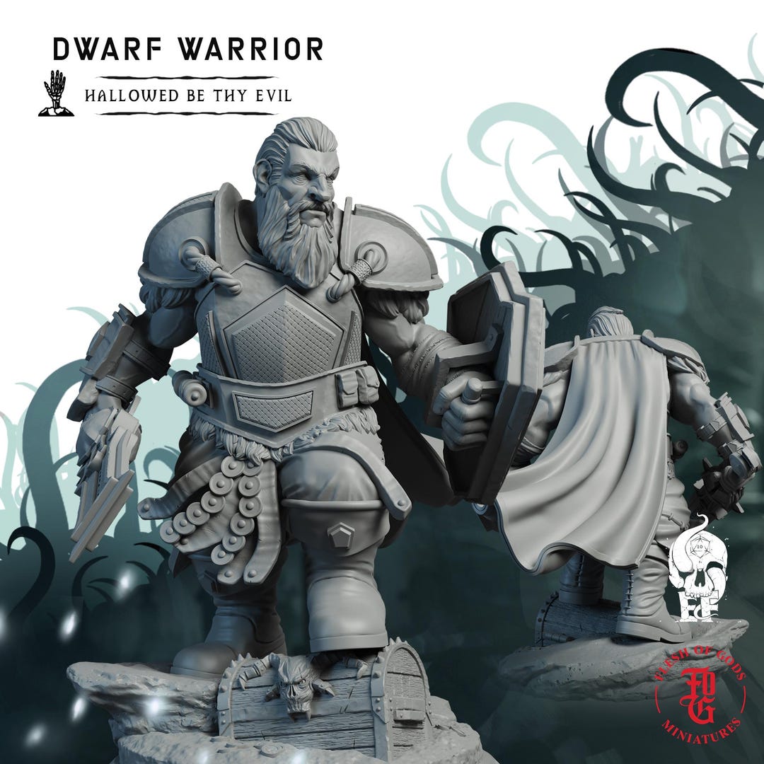 Dwarf Warrior | Fantasy Tabletop Miniature - 28MM - 100MM | Dungeons ...