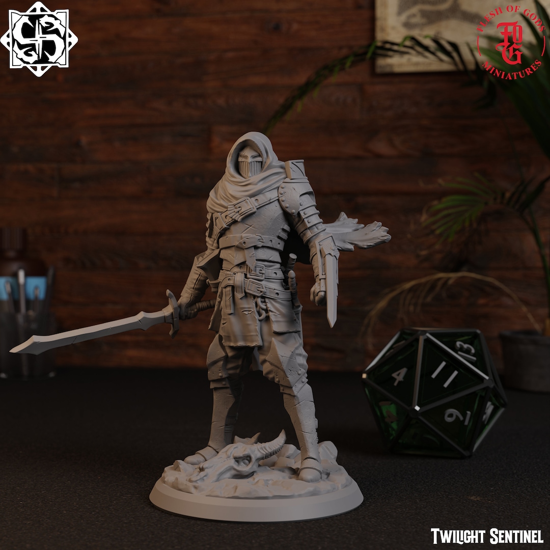 Twilight Sentinel | Fantasy Tabletop Miniature - 28MM - 100MM | Dungeons and Dragons DND - Etsy