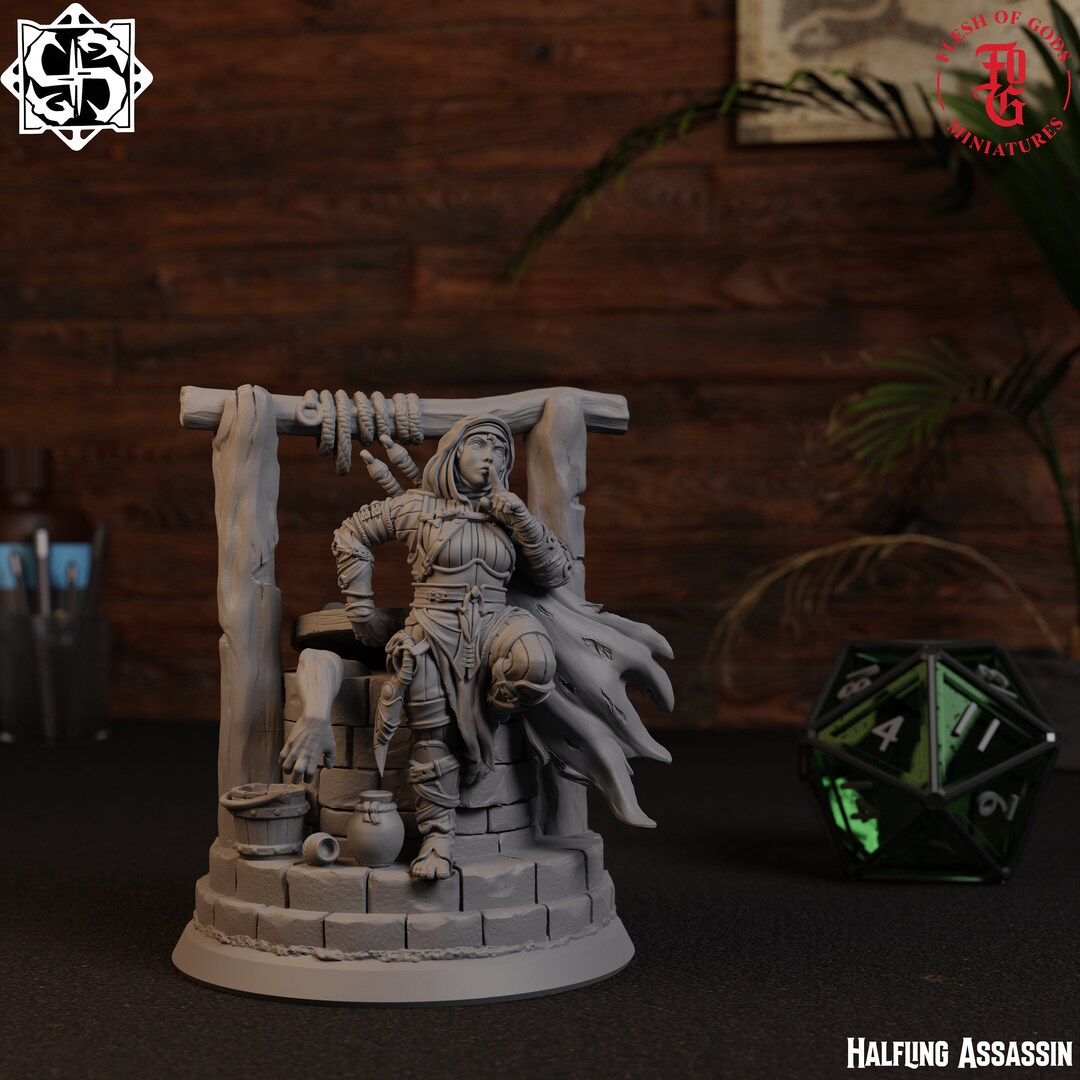 Halfling Assassin Fantasy Tabletop Miniature 28MM 100MM Dungeons and ...