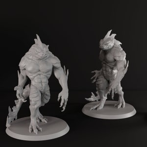 Troglodytes 3D Printed Fantasy Tabletop Miniatures 28MM 100MM Dungeons ...