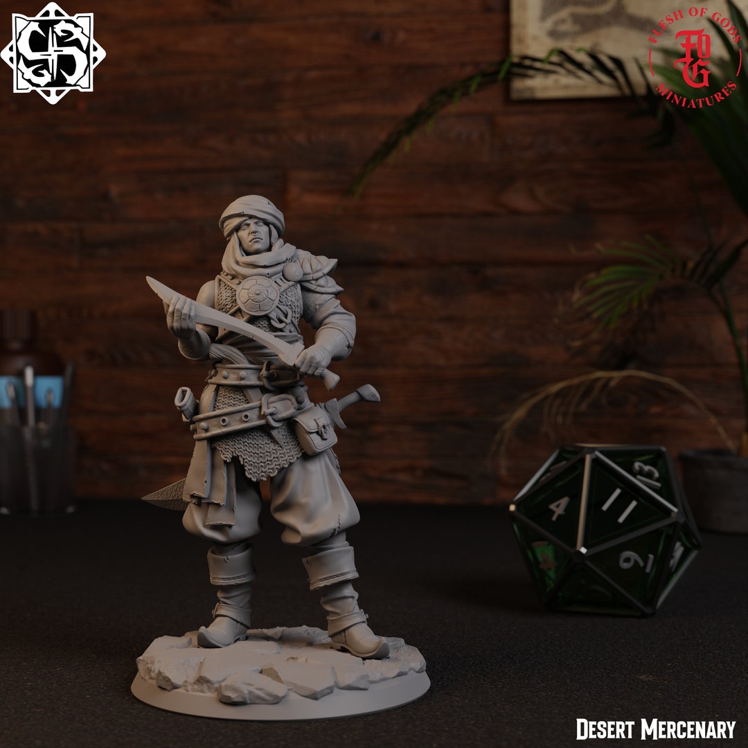 Desert Mercenary | Fantasy Tabletop Miniature - 28MM - 100MM | Dungeons ...