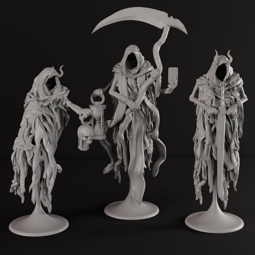 Wraiths 3D Printed Fantasy Tabletop Miniatures 28MM 100MM Dungeons and ...