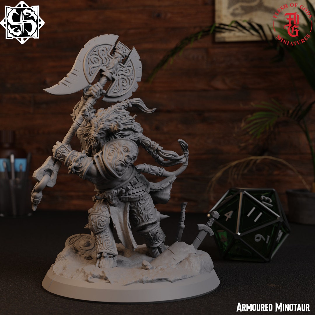 Armoured Minotaur Fantasy Tabletop Miniature 28MM 54MM Dungeons and ...