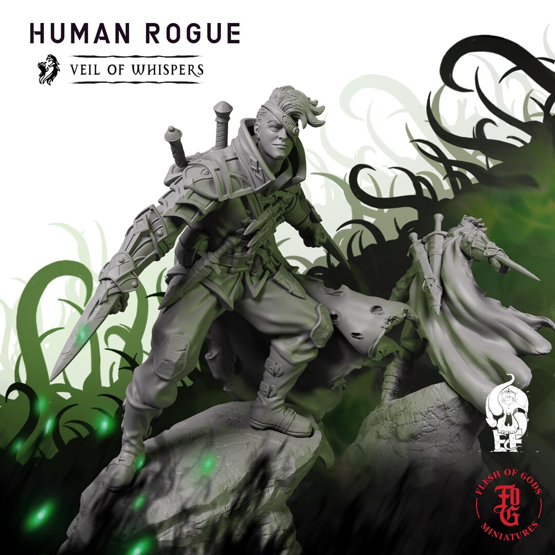 Human Rogue | Fantasy Tabletop Miniature - 28MM - 100MM | Dungeons and ...