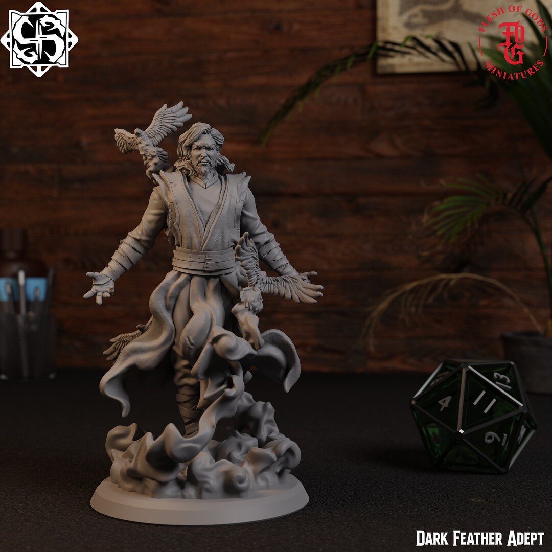 Dark Feather Adept | Fantasy Tabletop Miniature - 28MM - 100MM ...