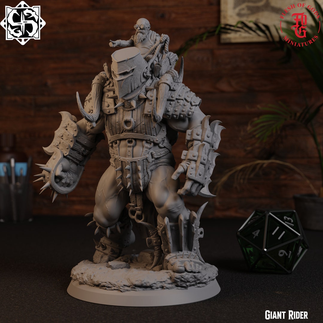 Giant Rider | 3D Printed Fantasy Tabletop Miniature - 28MM - 54MM ...