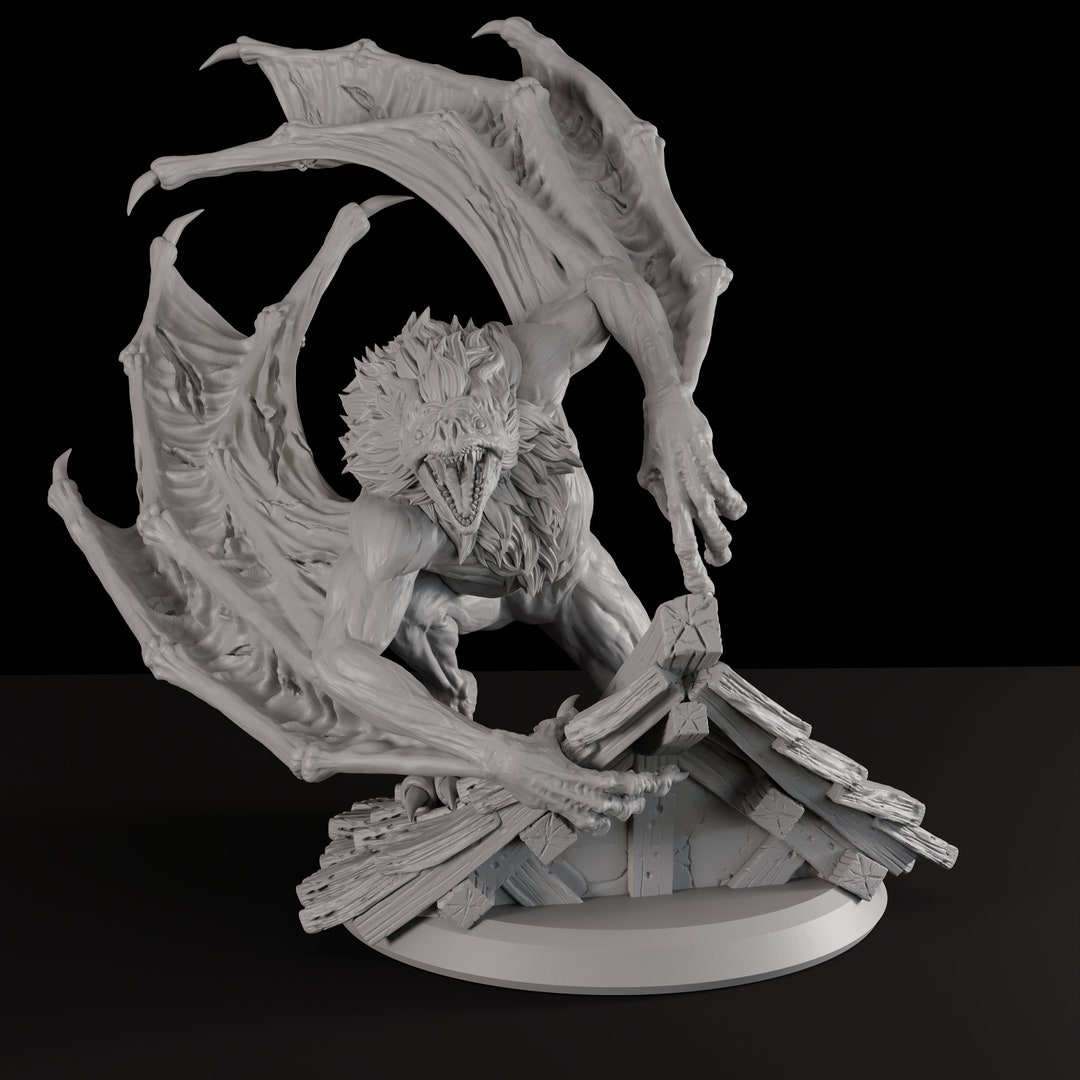 Were Bat Fantasy Tabletop Miniature 28MM 54MM Dungeons and Dragons DND ...