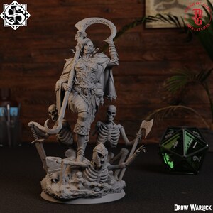 Drow Warlock Fantasy Tabletop Miniature 28MM 100MM Dungeons and Dragons ...