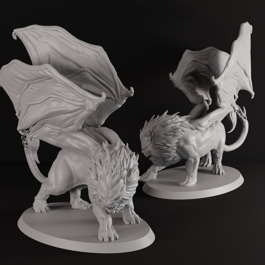 Manticore 3D Printed Fantasy Tabletop Miniature 28MM 54MM Dungeons and ...