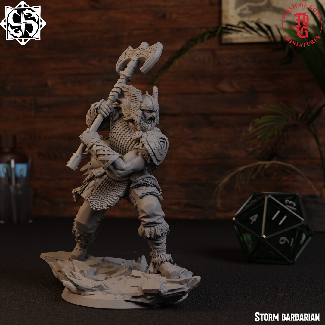 Storm Barbarian Fantasy Tabletop Miniature 28MM 100MM Dungeons and ...