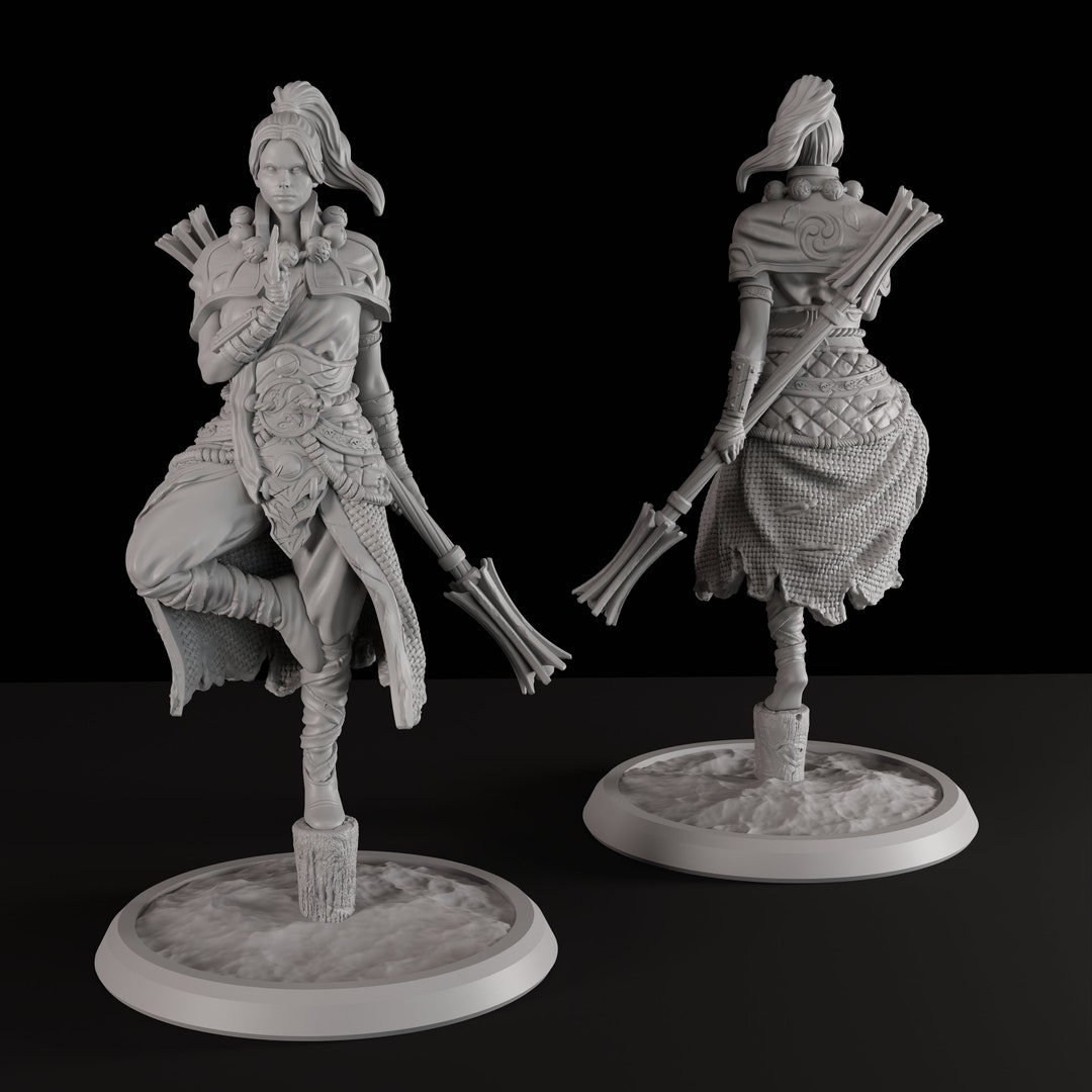 Female Monk Fantasy Tabletop Miniature 28MM 100MM Dungeons and Dragons ...
