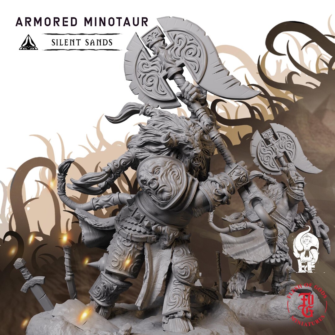 Armoured Minotaur | Fantasy Tabletop Miniature - 28MM - 54MM | Dungeons ...