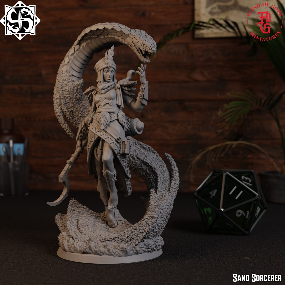 Sand Sorcerer | Fantasy Tabletop Miniature - 28MM - 100MM | Dungeons ...